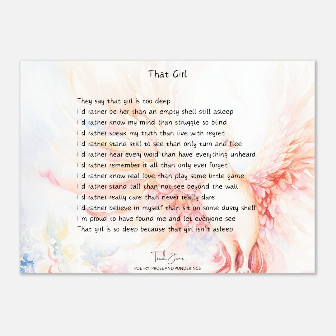 Unique Rising Phoenix 5x7 Poetry Card - 'that Girl' a Poem by Trudi ...