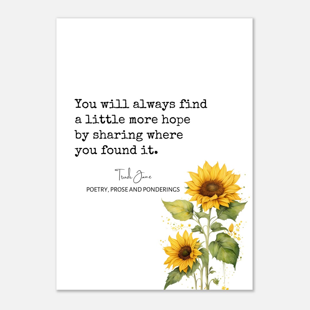Celebrating the Circle of Hope 5x7 Poetry Card Created by Trudi Jane - Etsy