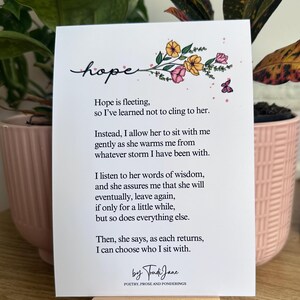 The Poem 'hope', 5x7" Print, by Trudi Jane Poetry, Prose and Ponderings ...