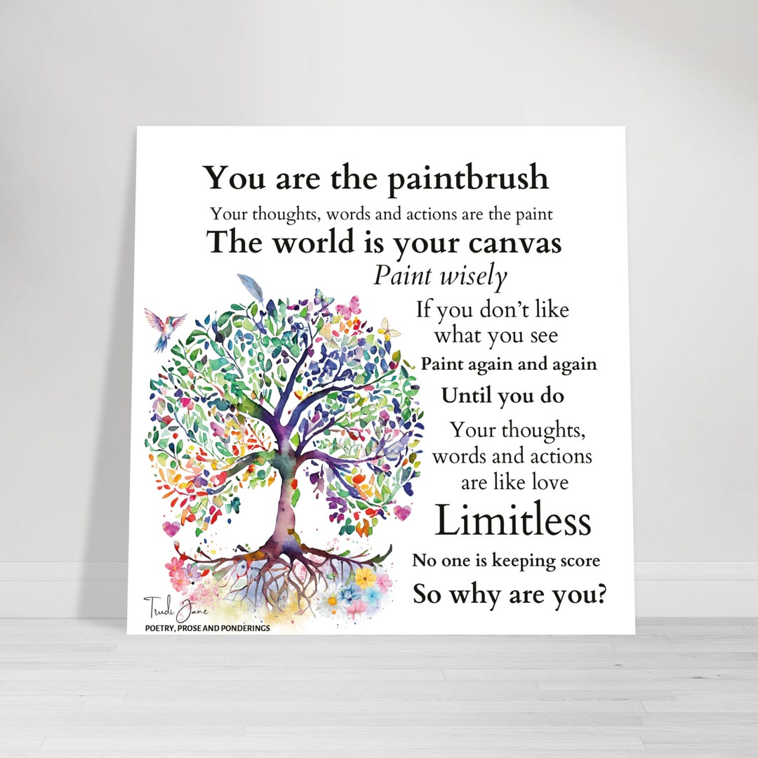 Ready to Frame paintbrush Poetry Print, Inspirational Poetry, Kindness ...