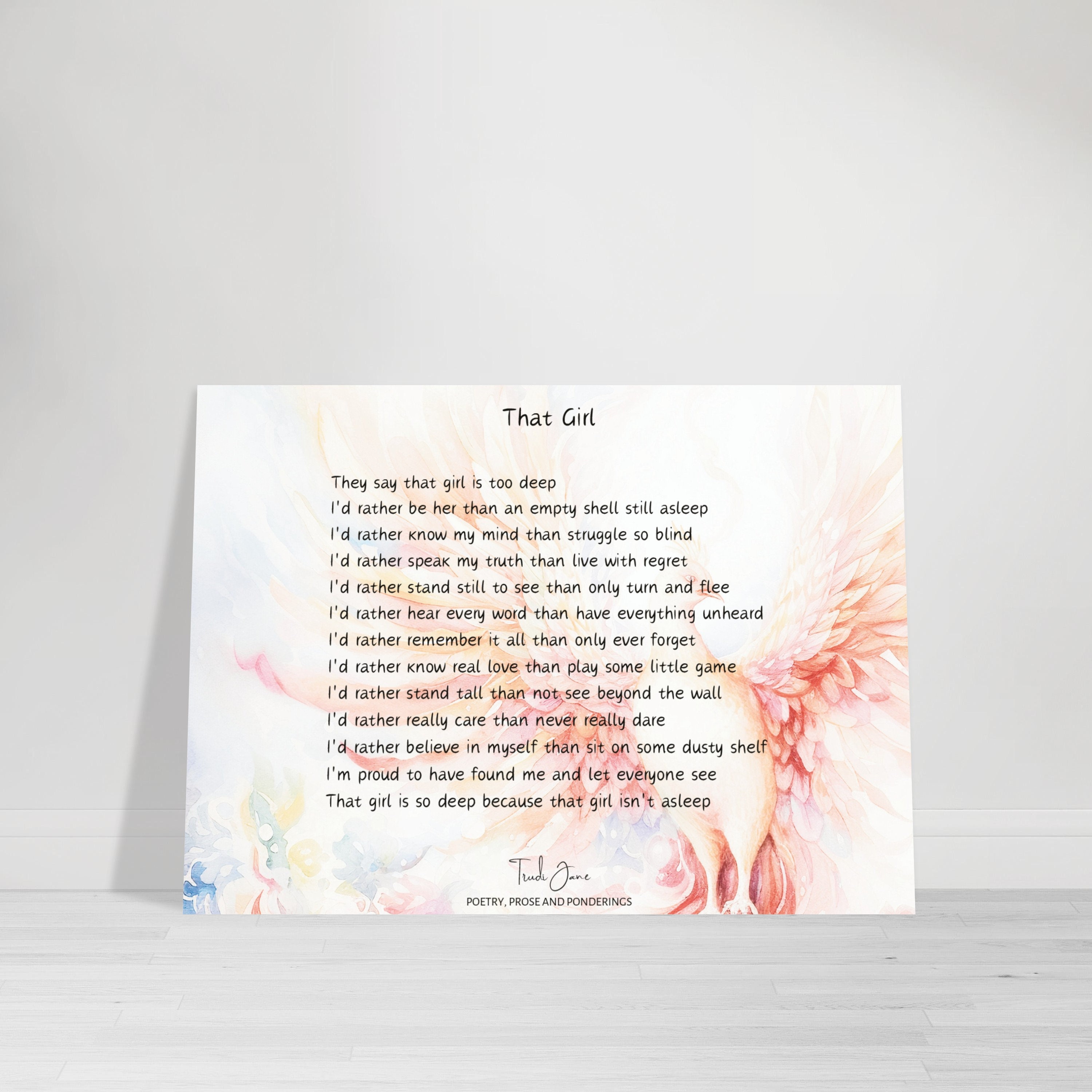 Unique Rising Phoenix 5x7 Poetry Card 'that Girl' a Poem by Trudi Jane ...