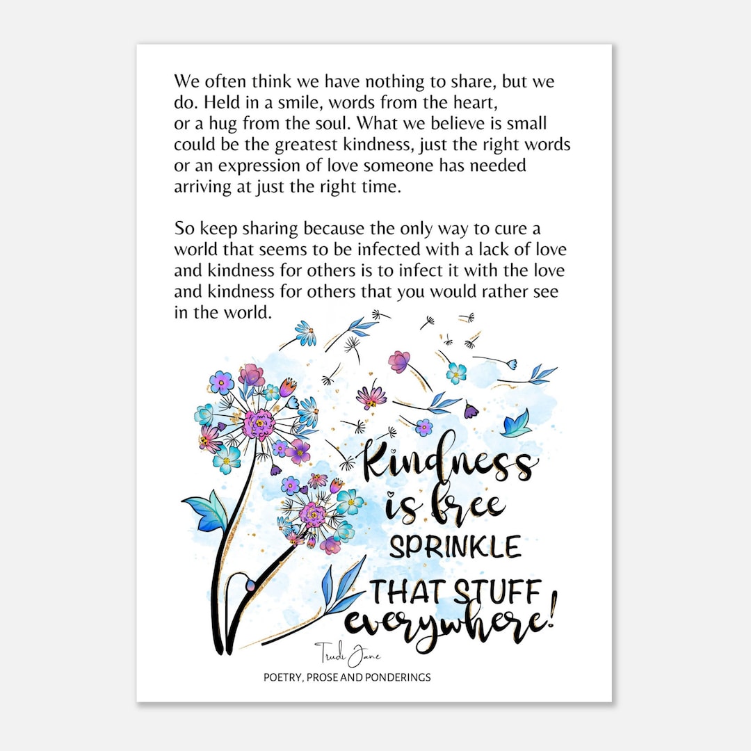 Inspiring 5x7 Poetry Card: Embrace Kindness and Start Small With a ...