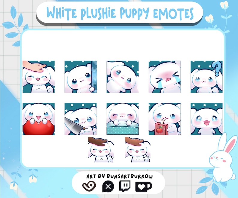 White Plush Puppy Twitch / Discord Emotes ₍ᐢᐢ₎ Kawaii Emotes ₍ᐢᐢ₎ White ...