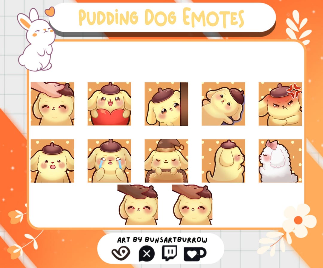 Pudding Doggy Twitch / Discord Emotes ₍ᐢᐢ₎ Kawaii Emotes ₍ᐢᐢ₎ Yellow ...