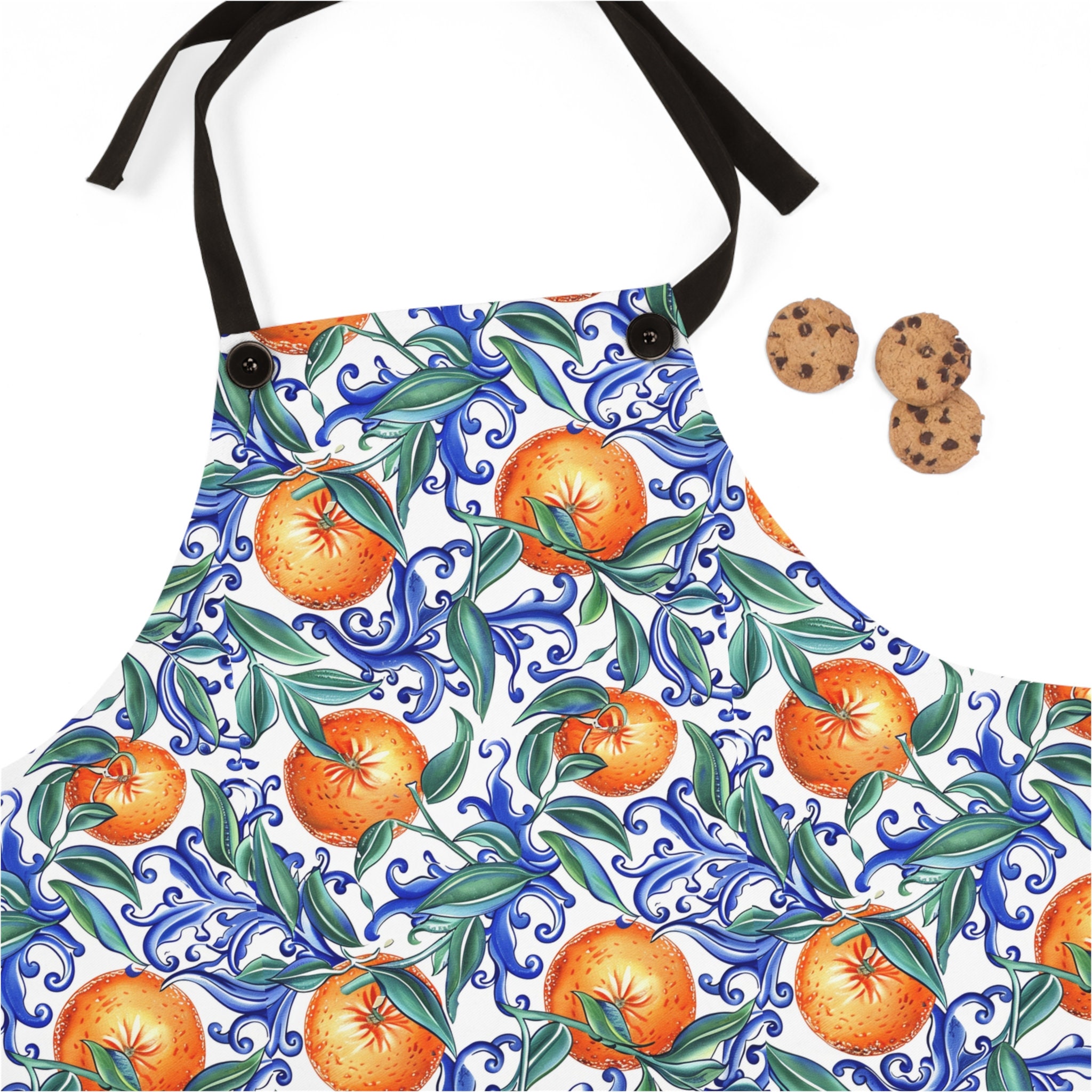 Ladies Cooking Apron in Oranges Italian Style, Mediterranean Style Male ...