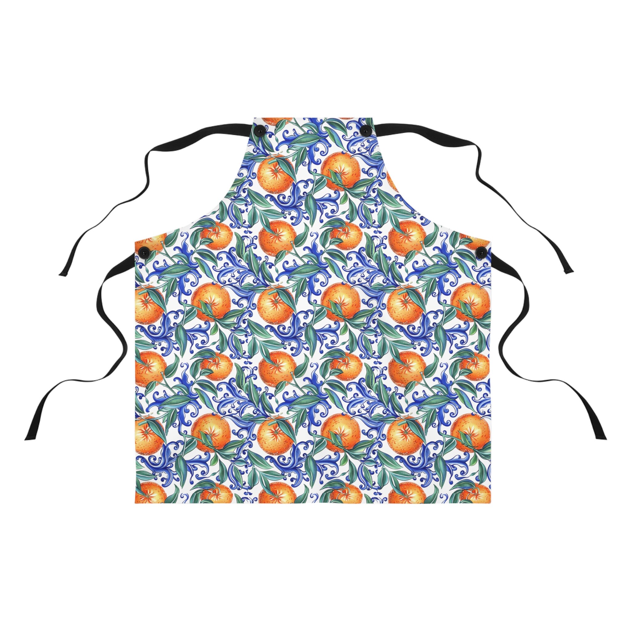Ladies Cooking Apron in Oranges Italian Style, Mediterranean Style Male ...