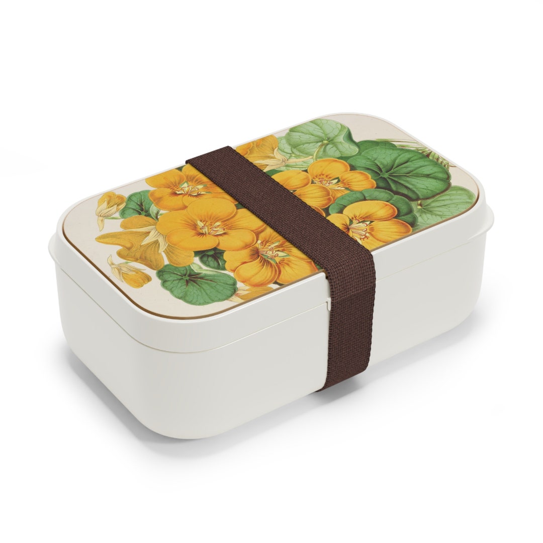 Bento Lunch Box With Yellow Vintage Botanical Design, Adult Lunch Box ...