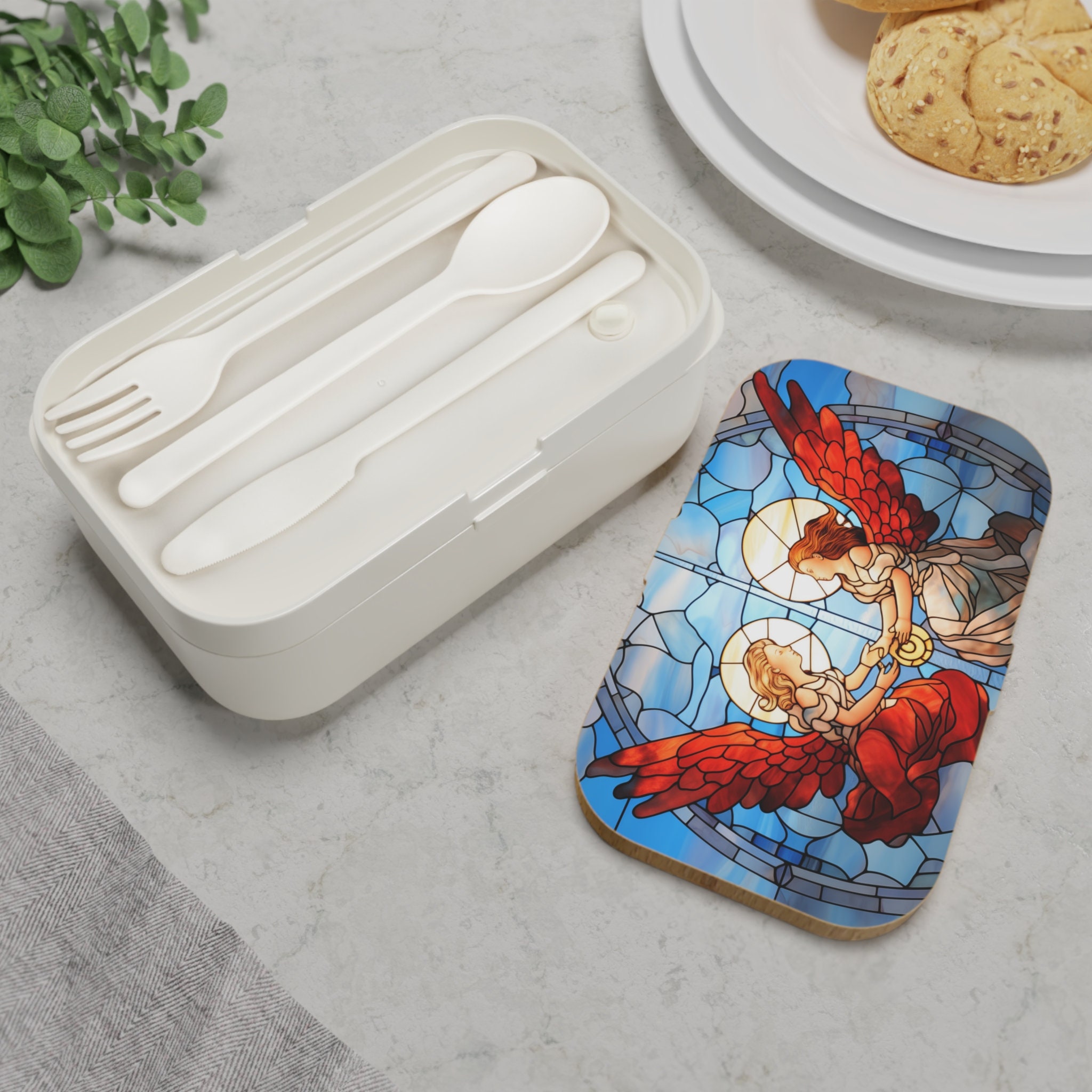 Guardian Angels Stained Glass Design Stylish Bento Lunch Box - Etsy