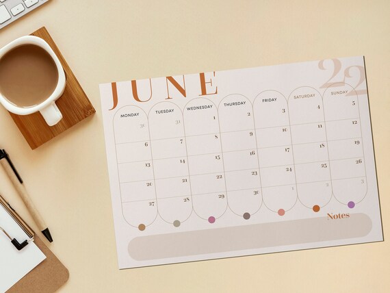 June Monthly Planner 2022 A4 Digital Download Monthly | Etsy