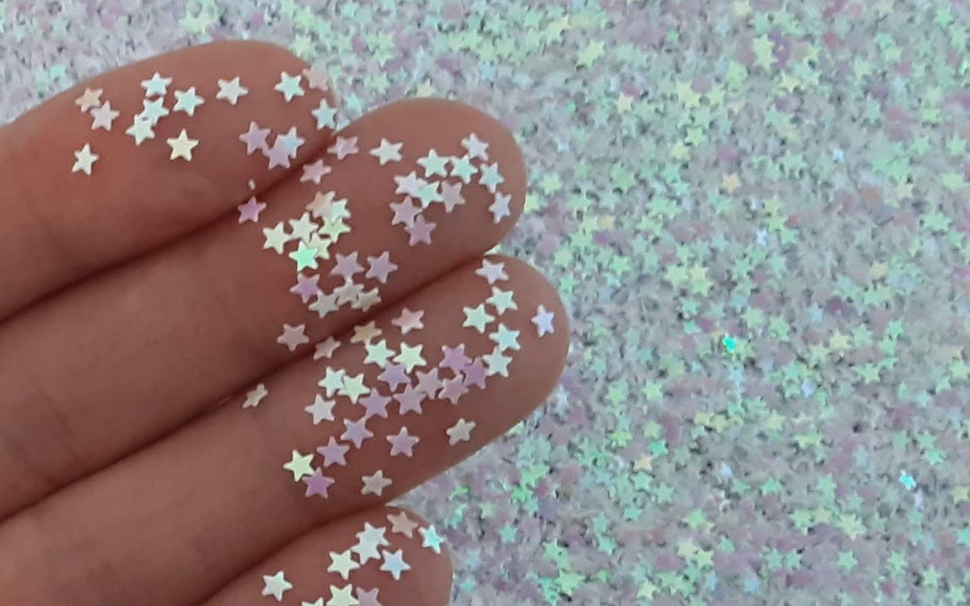 White Azure Iridescent Stars solid Stars Glitter Confetti - Etsy