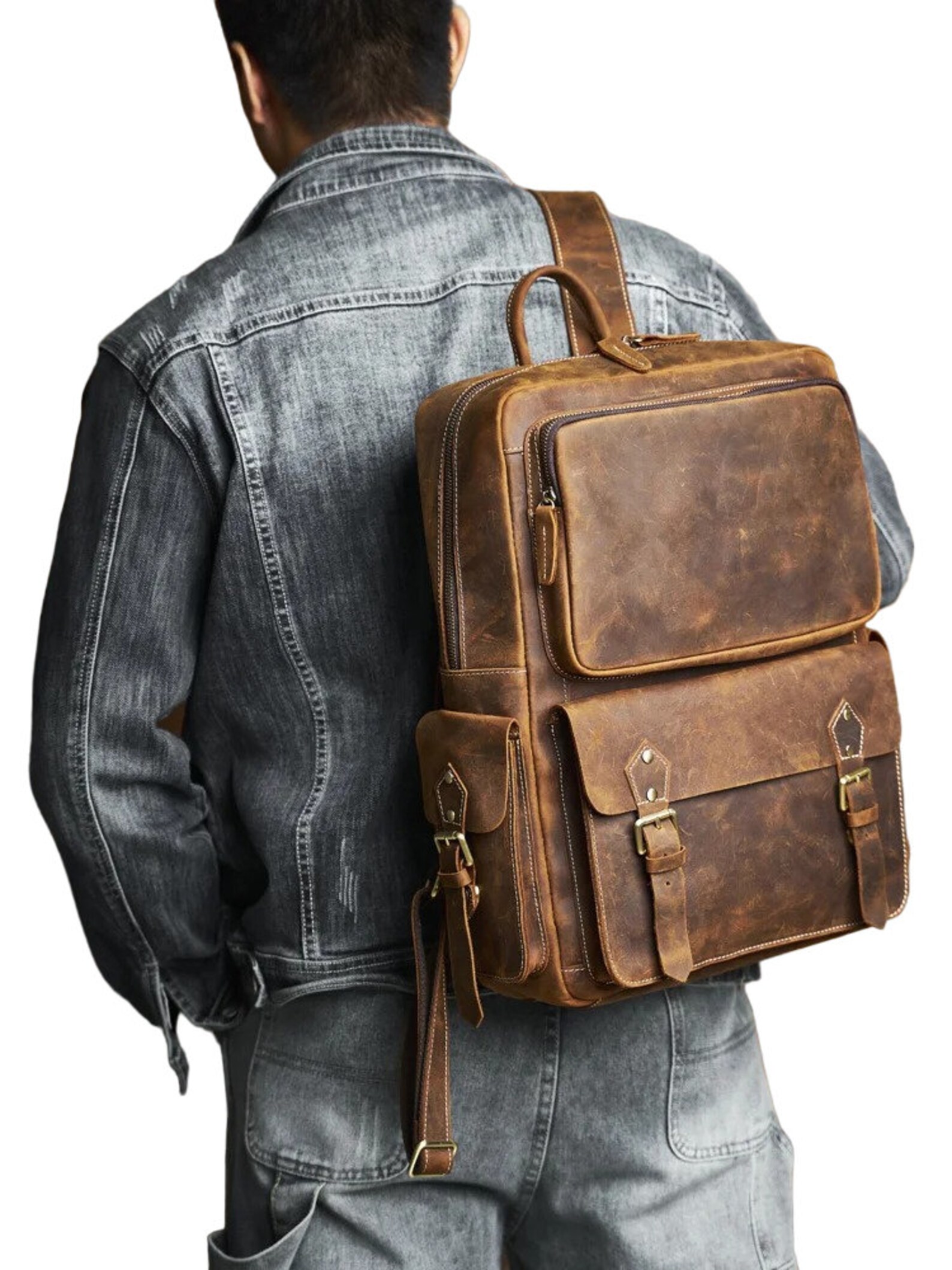 Leather Backpack Bag Leather Gift Custom Leather Backpack Bag Men's ...