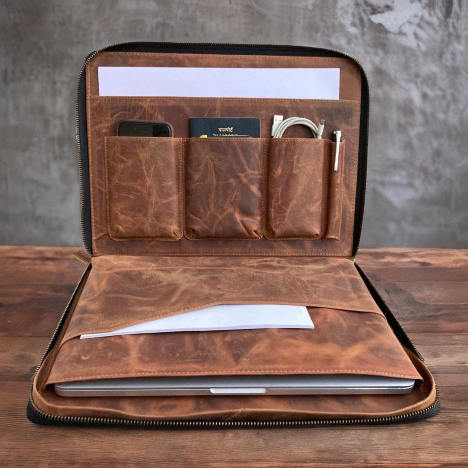 Vintage Leather Portfolio Personalized Leather Portfolio Personalized ...