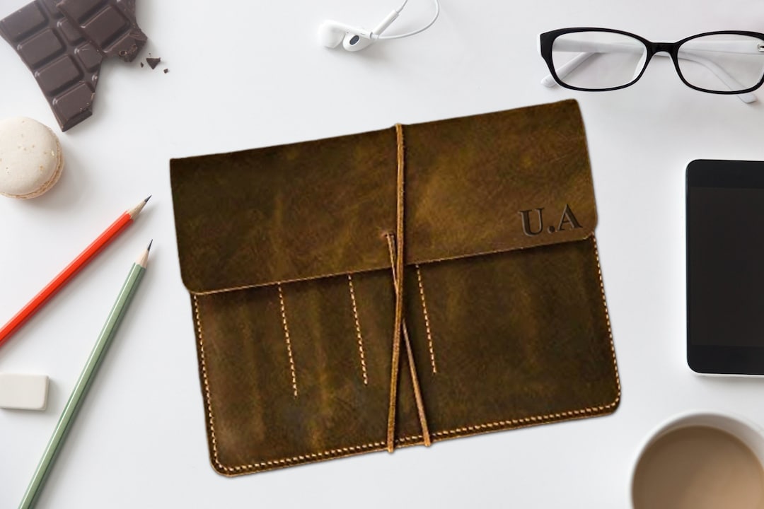 Leather Document Holder, Brown Distressed Leather, Multipurpose Sleeve ...