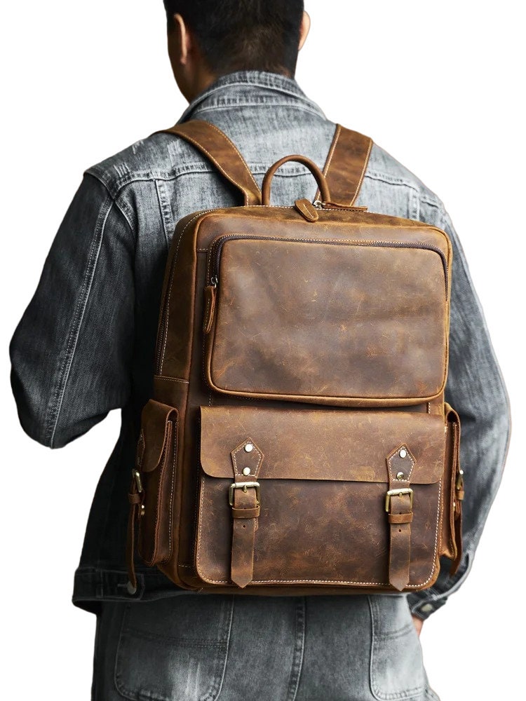 Leather Backpack Bag Leather Gift Custom Leather Backpack Bag Men's ...
