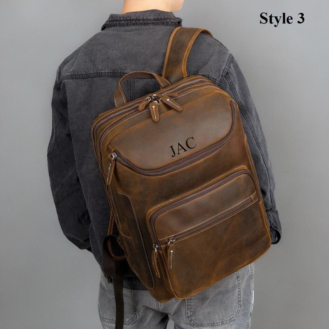 Leather Backpack Bag Leather Backpack Men Leather Laptop Bag Handmade ...