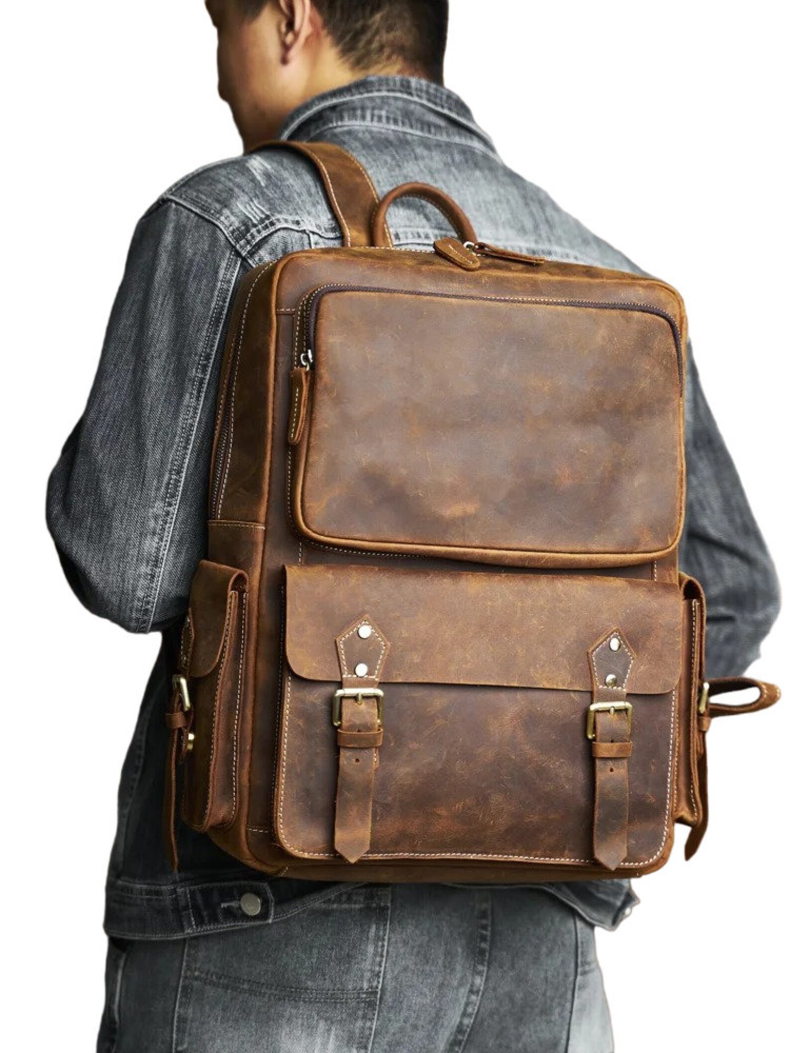 Leather Backpack Bag Leather Gift Custom Leather Backpack Bag Men's ...