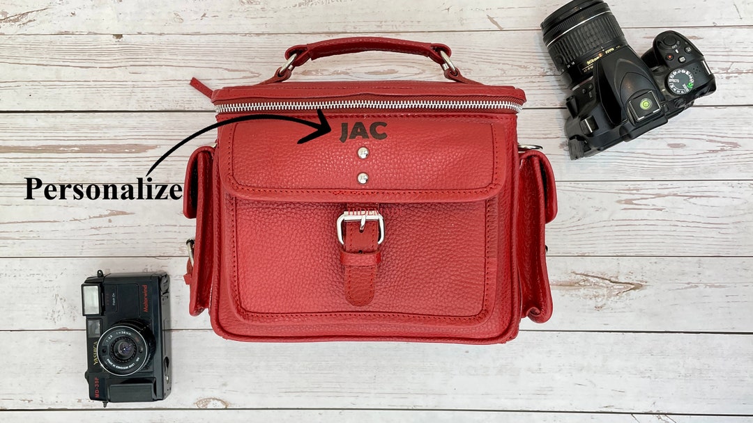 Red Leather Camera Bag | Personalized Leather DSLR Camera Bag | Retro ...