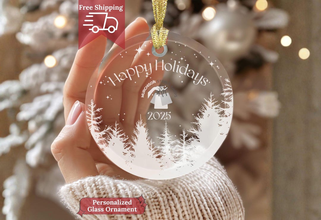 2026 Business Logo Ornament Personalized Glass Ornament Bulk ...