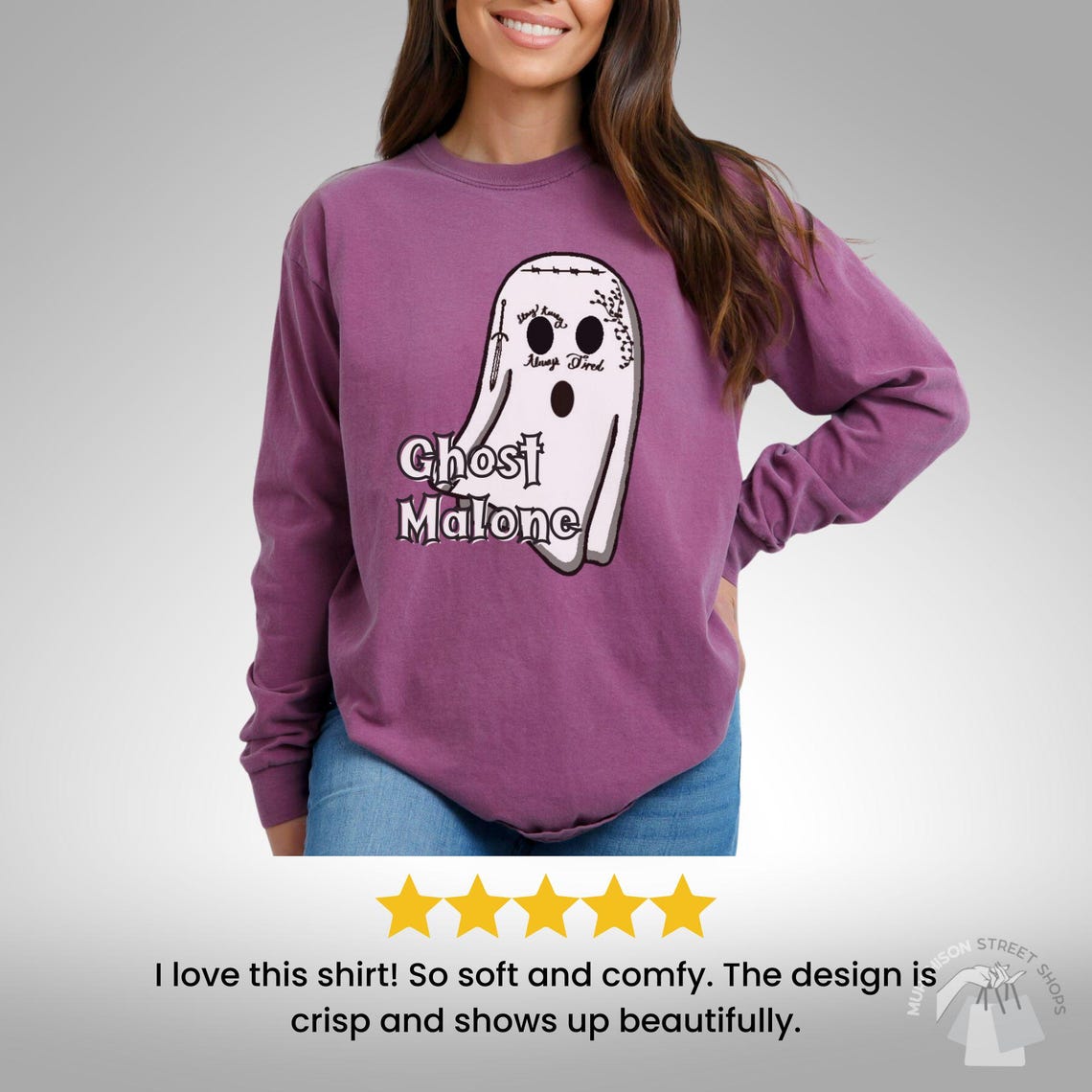 Ghost Malone Halloween Long Sleeve Tee Posty Shirt Ghostly Style ...