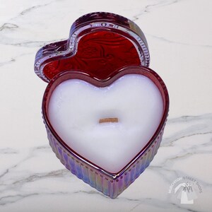 Heart Shaped Candle Glass Heart Candle Holder With Lid Wooden Wick Soy ...