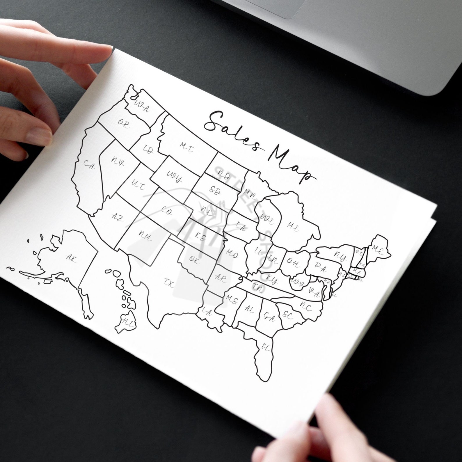 Printable US Sales Map Digital Download Map Small Business Sales Map ...