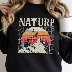 Nature Sunset Graphic Crewneck Sweatshirt for Camping Lover Mountain ...