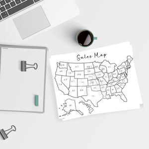 Printable US Sales Map Digital Download Map Small Business Sales Map ...