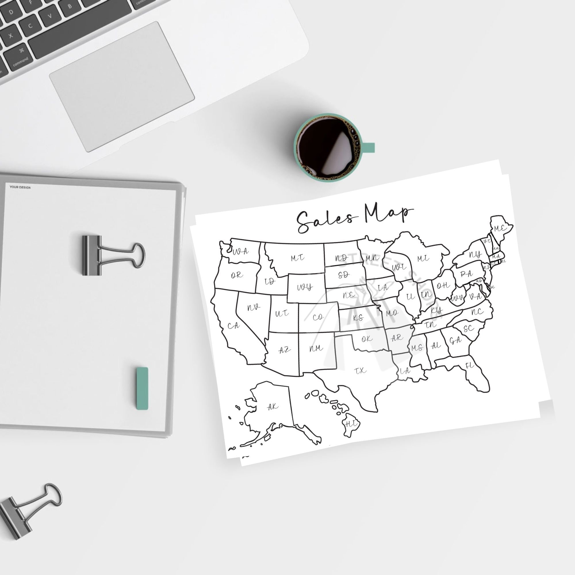 Printable US Sales Map Digital Download Map Small Business - Etsy