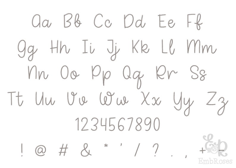 Dense Chain Script Font "mili" for Machine Embroidery Alphabet 1", 1.25 ...