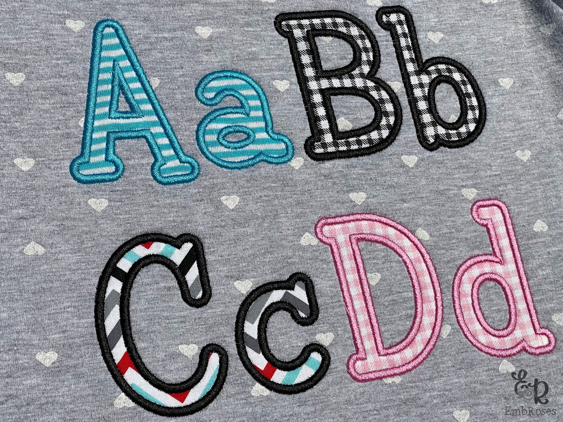 Satin Applique Font Machine Embroidery Alphabet 4 Sizes: 2", 3", 4", 5 ...