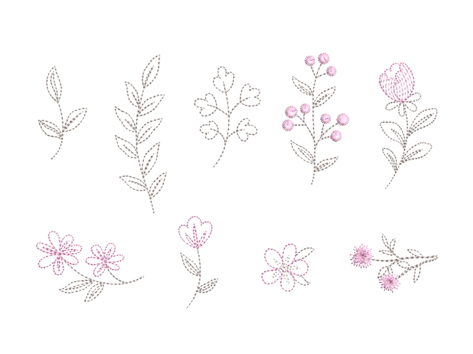 Flower Mini Embroidery Designs Set 45 Individual Sketch Files for ...