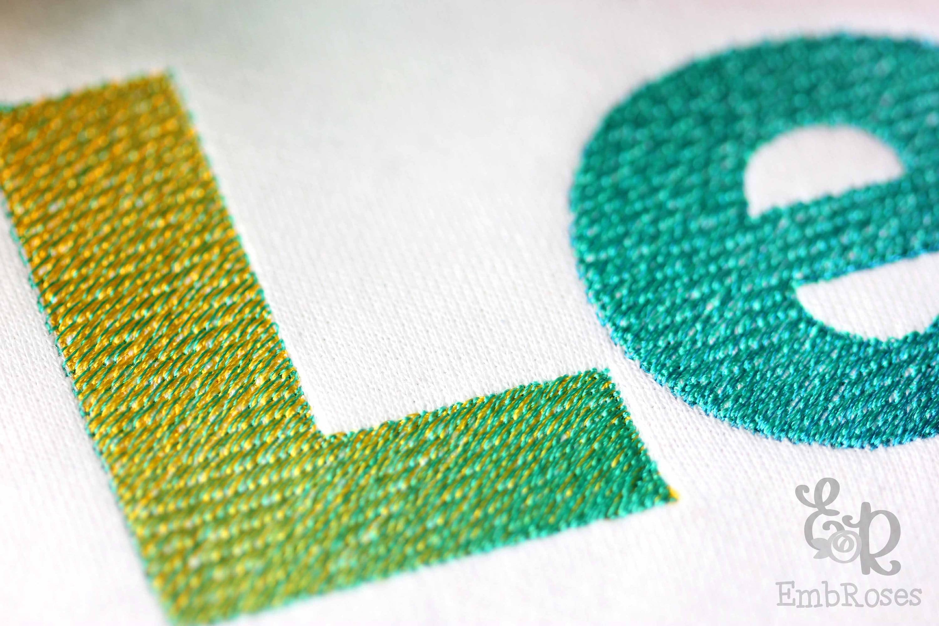 Gradient Font for Machine Embroidery ORDINARY THREADS Required Ombre ...