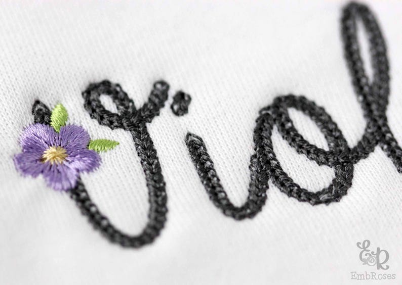 Dense Chain Script Font "mili" for Machine Embroidery Alphabet 1", 1.25 ...