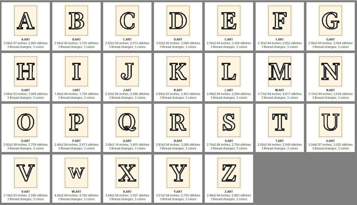 Satin Applique Font Machine Embroidery Alphabet 5 Large Sizes: - Etsy