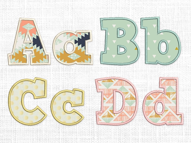 Satin Applique Font Machine Embroidery Alphabet 4 Sizes: - Etsy