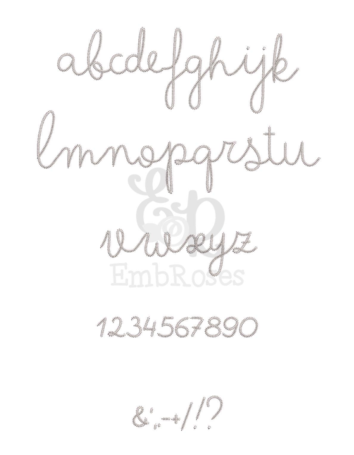 ESA Font Dense Chain LOWERCASE Script Font for Machine Embroidery ...