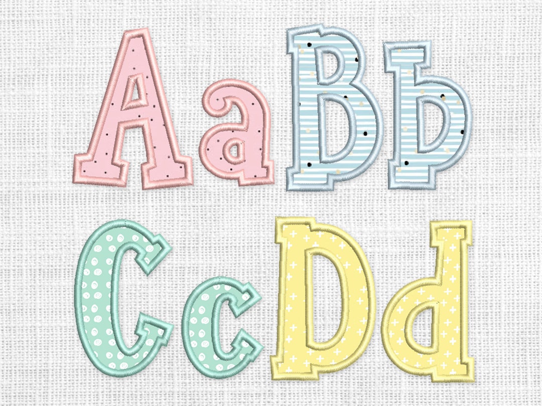 Machine Embroidery Font Satin Applique Alphabet 4 Sizes: 2", 3", 4", 5 ...