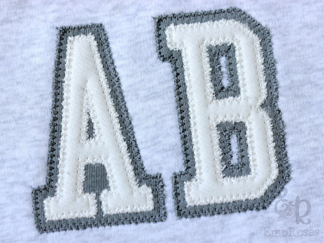 Narrow Double Zigzag Applique College Font Machine Embroidery Sport ...