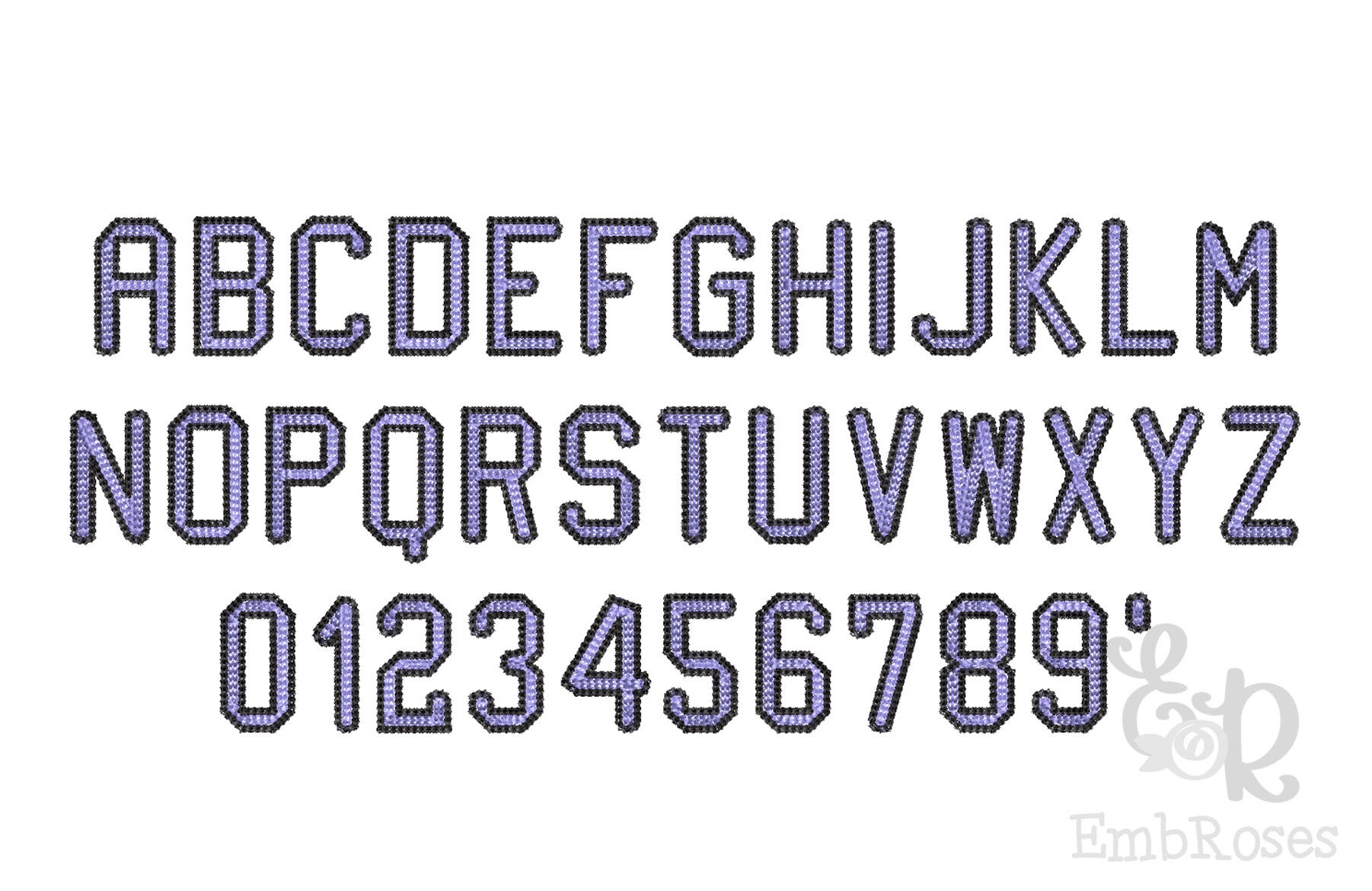 Chain Narrow Machine Embroidery 2 Color Font With Outline Alphabet 5 ...