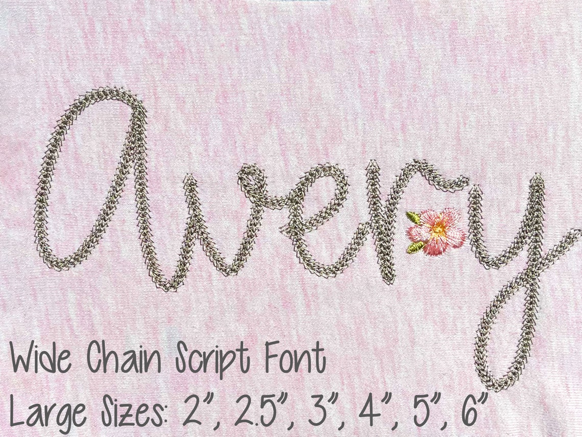 Wide Chain Script 2 Machine Embroidery Font Alphabet 6 LARGE - Etsy
