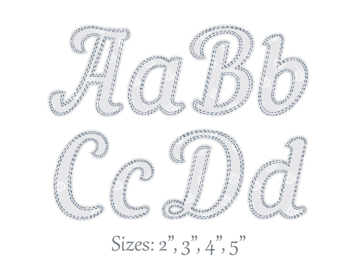 Raggy Applique Font for Machine Embroidery Free Edge Alphabet 4 Sizes ...