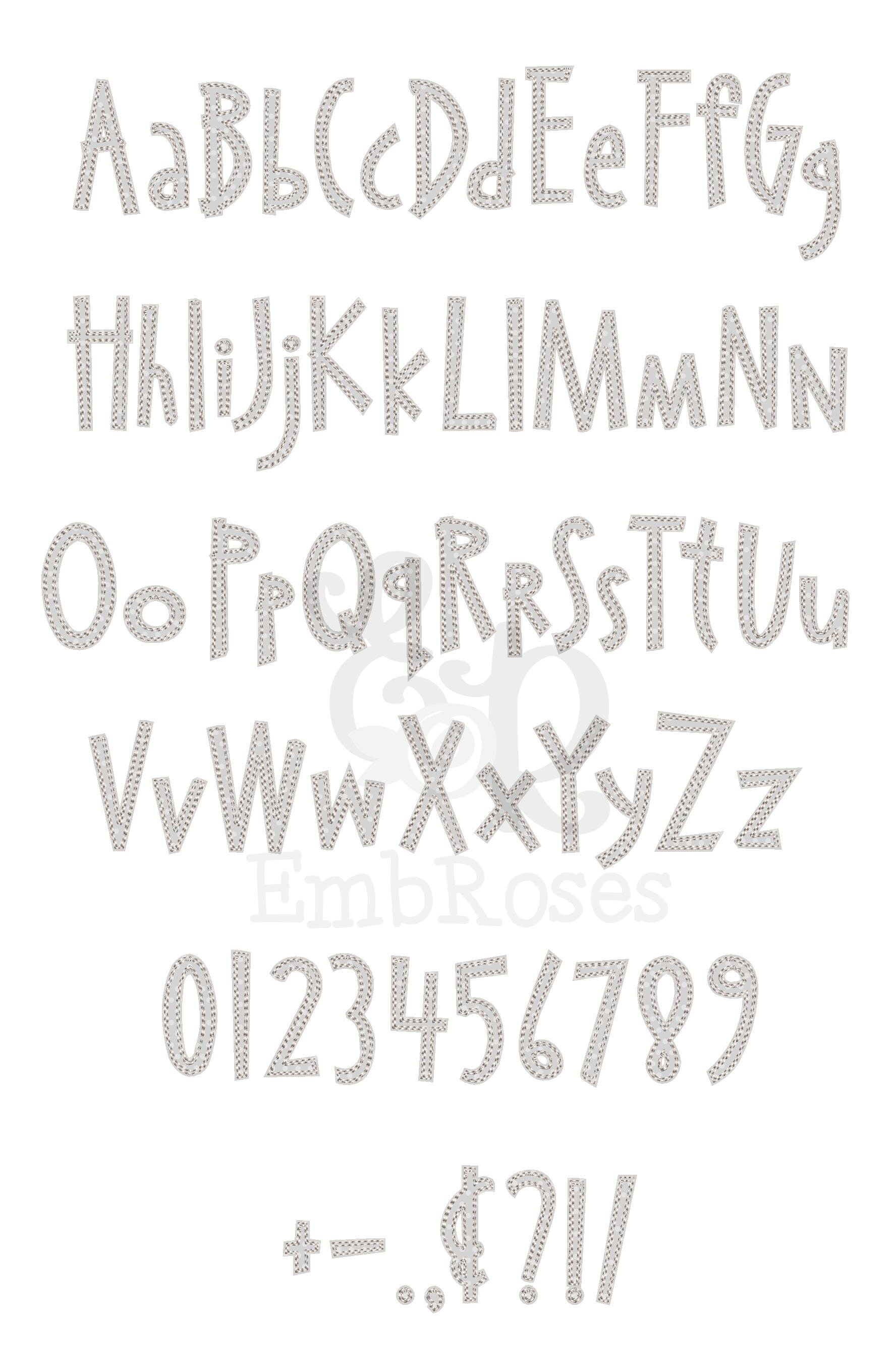 Raggy Applique Font for Machine Embroidery 4 Large Sizes: - Etsy