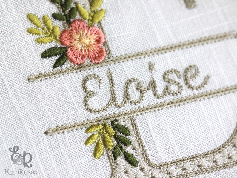 Letter E Split Monogram for Machine Embroidery Flower Motif Alphabet 5 ...