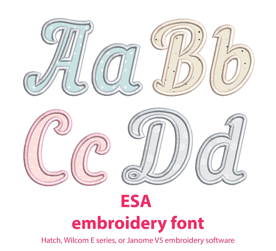 ESA Applique Font for Machine Embroidery Wide Satin Alphabet 1022ESA - Etsy