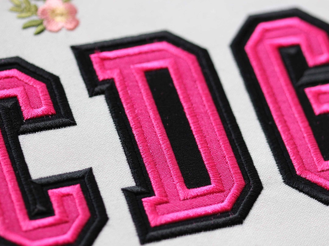 Narrow Double Applique College Font Machine Embroidery Sport Alphabet ...
