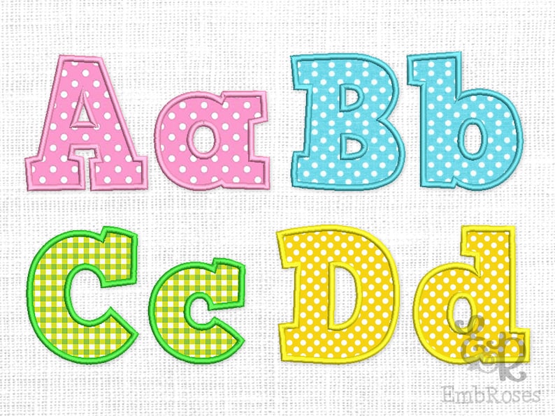 Satin Applique Font Machine Embroidery Alphabet 4 Sizes: - Etsy
