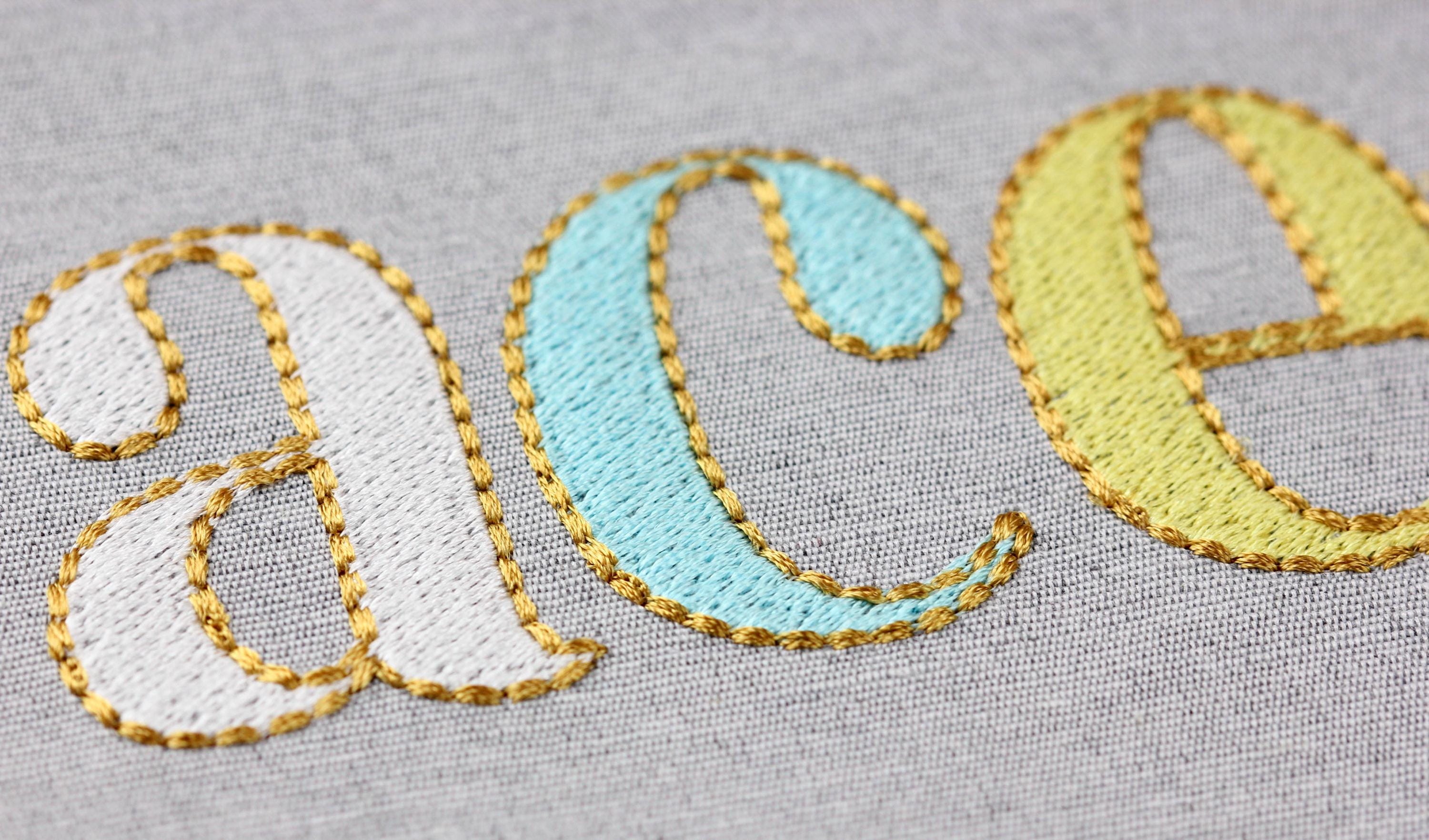 Hand Stitch Outline Embroidery Font: Machine Embroidery Alphabet (0.75 ...