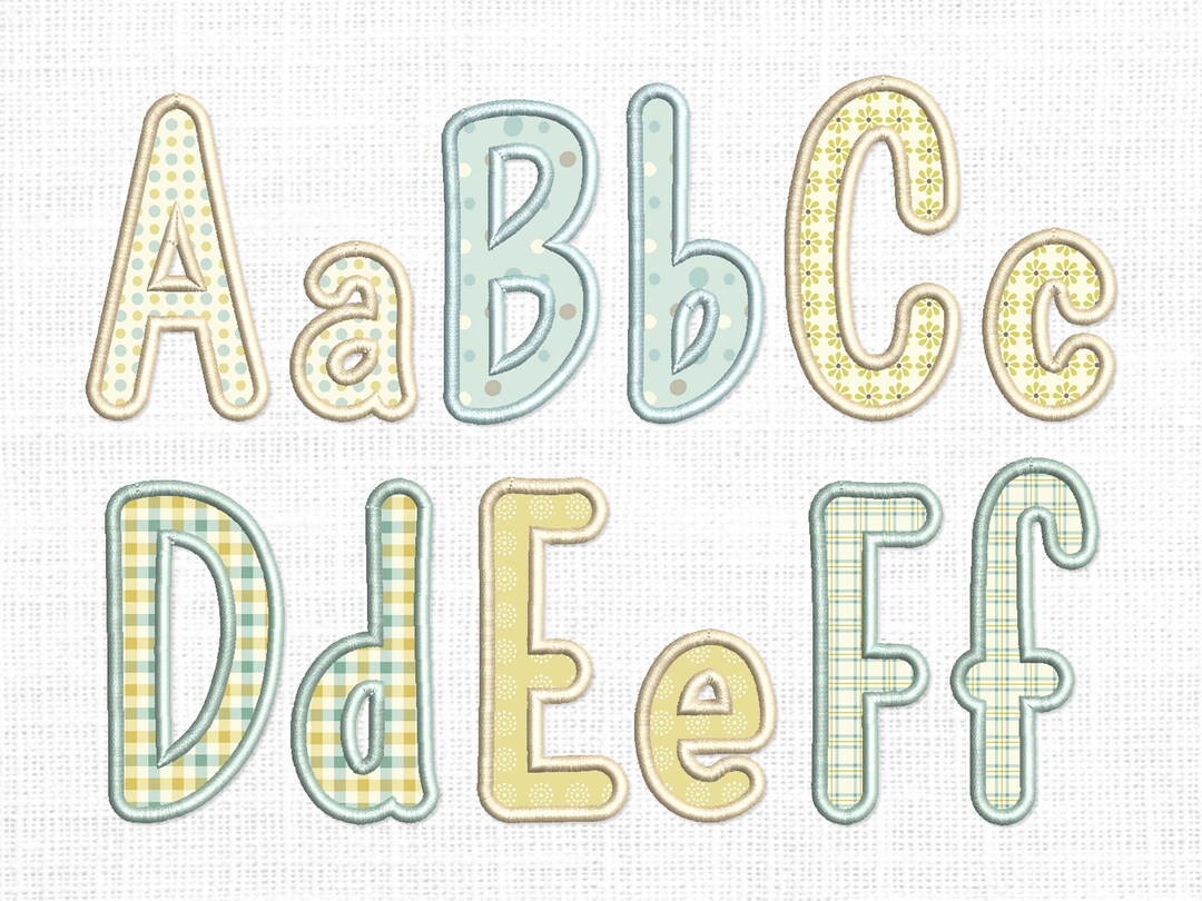 Applique Font for Machine Embroidery Wide Satin Alphabet 2", 3", 4", 5 ...