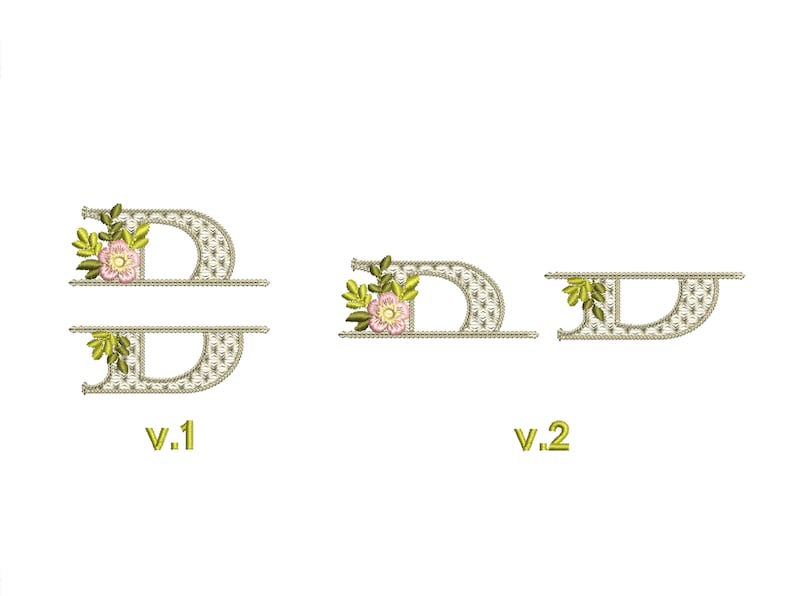 Letter E Split Monogram for Machine Embroidery Flower Motif - Etsy