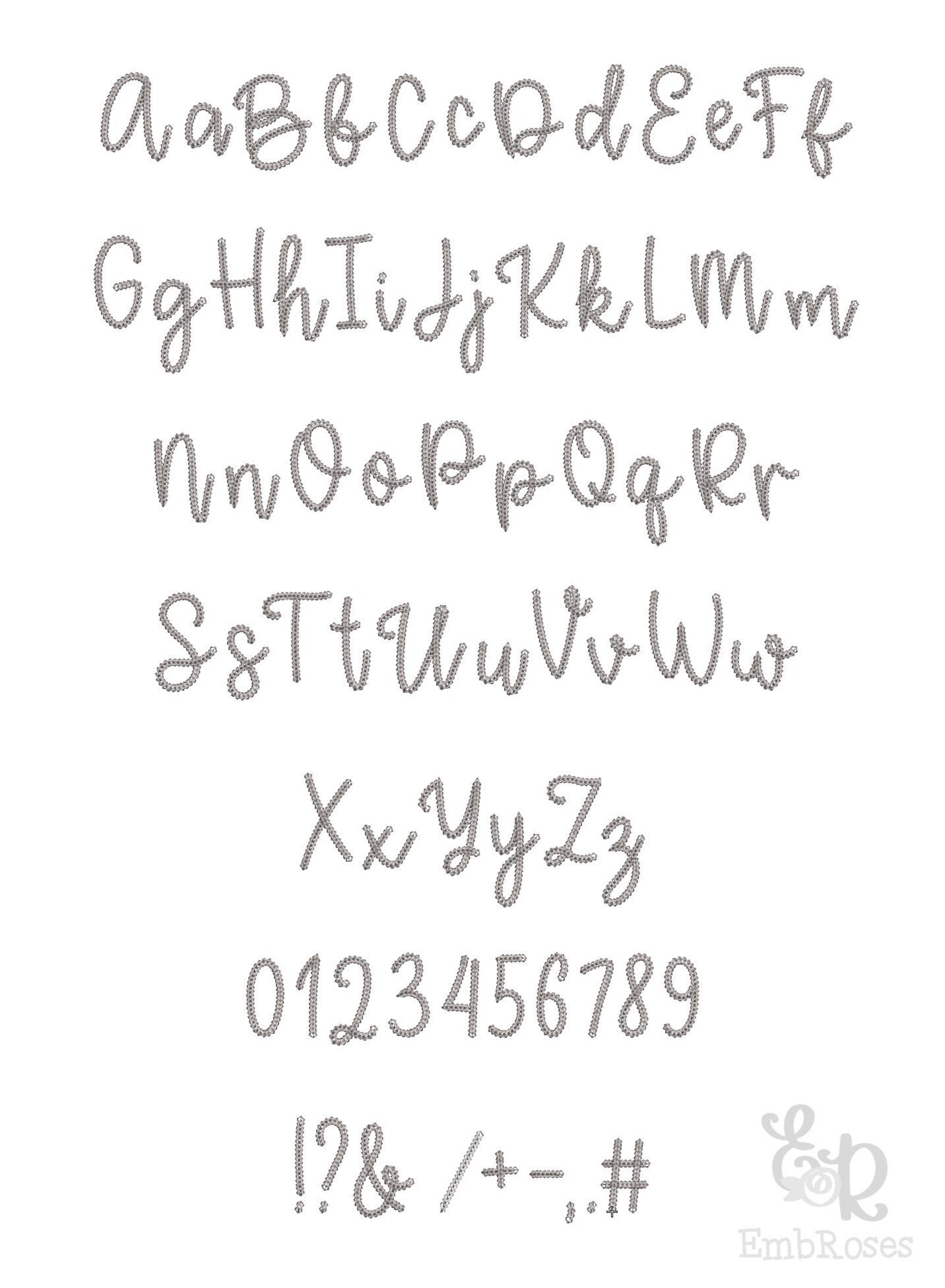 ESA Font Dense Chain Script Font for Machine Embroidery Alphabet 3 ...
